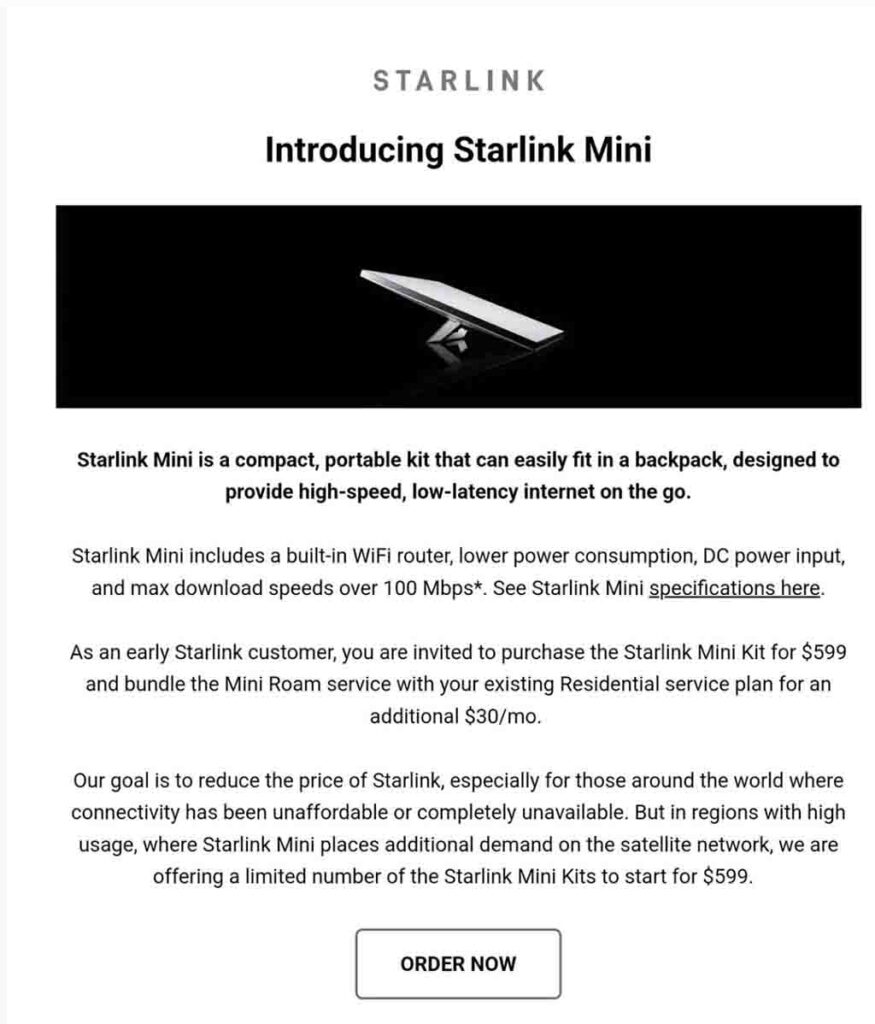 Starlink Mini launched at $599, backpack-size portable satellite dish ...