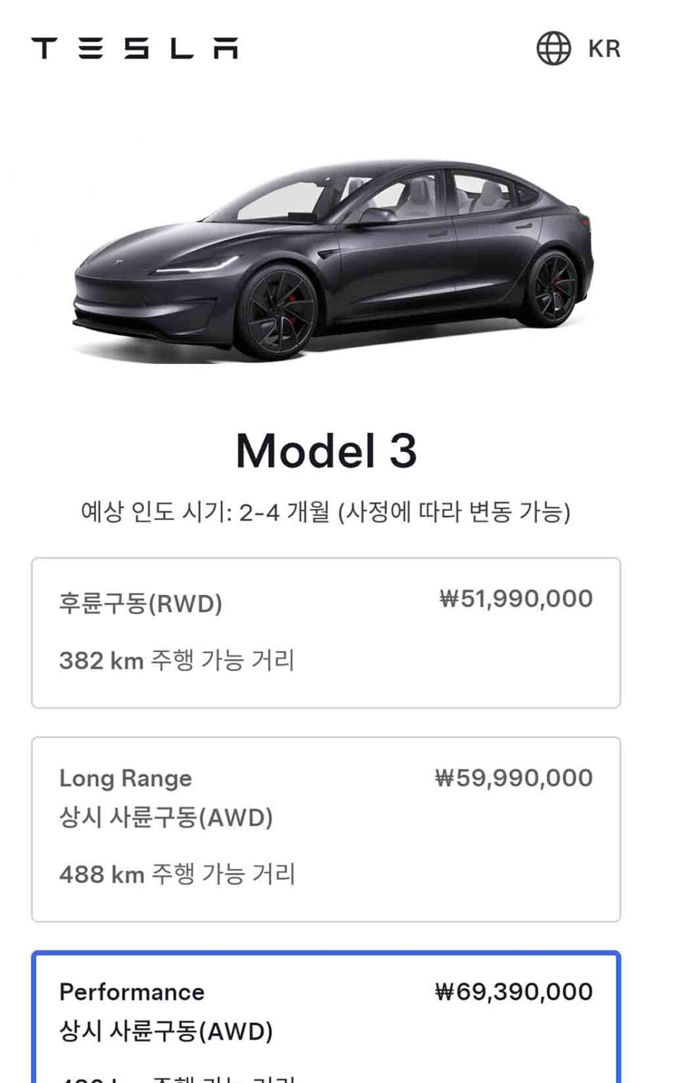 Tesla Model 3 Performance deliveries in Korea to start tomorrow ...