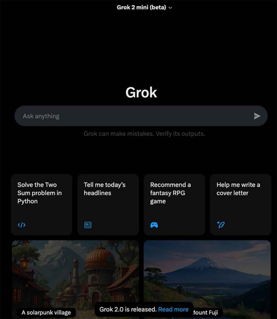 xAI Grok 2 mini launched with generative Image feature - EONMSK News