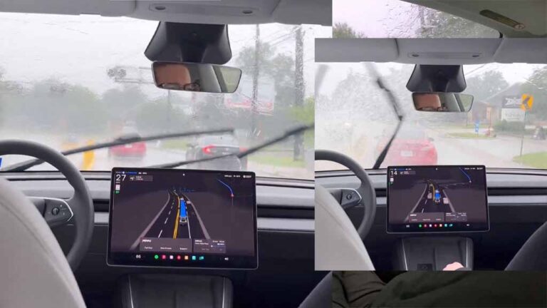 Tesla Robotaxi users share autonomous driving experience in rain ...