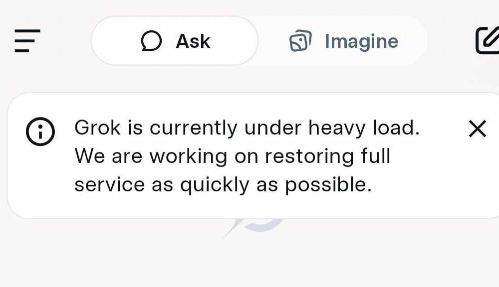 xAI Grok Experiencing Heavy Load: Imagine, Companions and Chat down ...