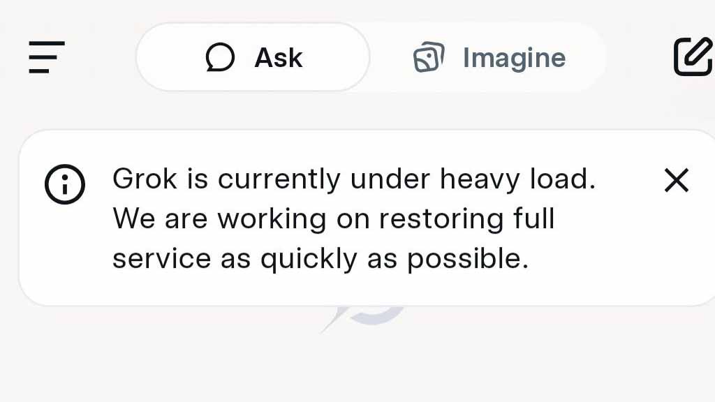 xAI Grok Experiencing Heavy Load: Imagine, Companions and Chat down ...