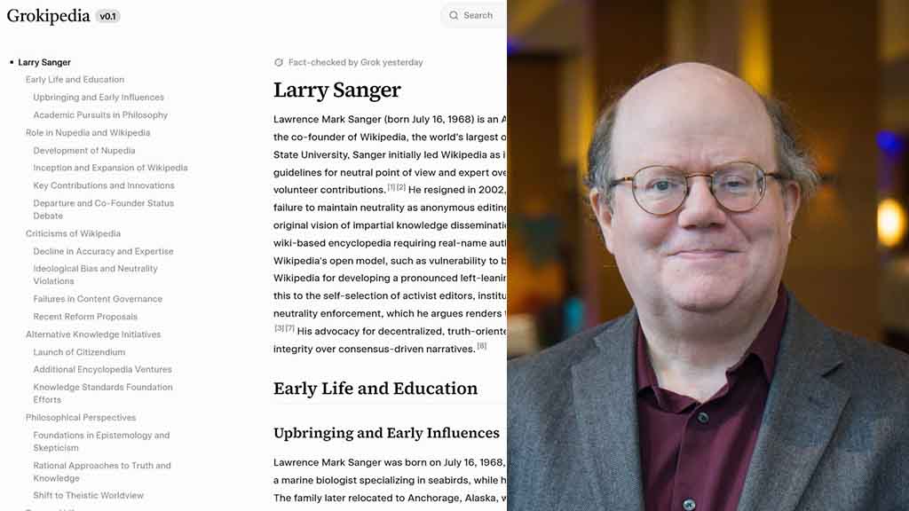 Wikipedia founder Larry Sanger reacts to his Grokipedia article ...