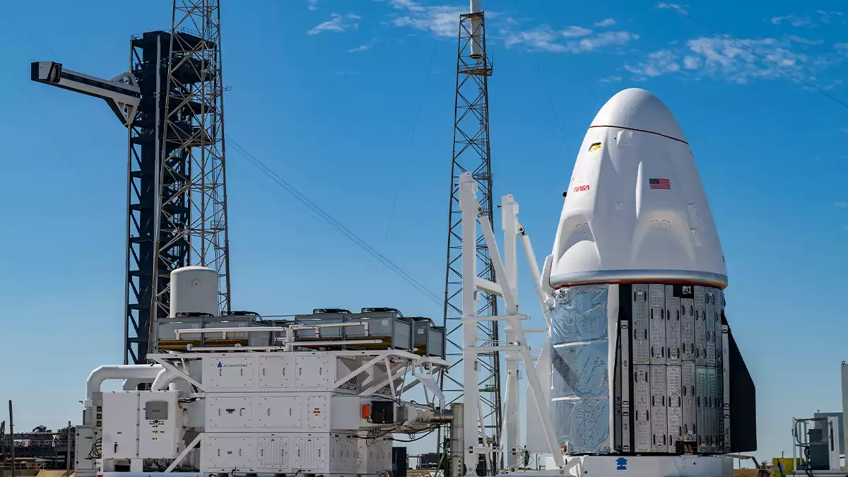 SpaceX Dragon spacecraft arrives at launch pad for NASA's Crew-12 ...