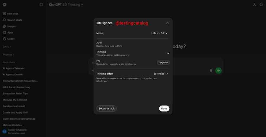 OpenAI is testing new ChatGPT Intelligence settings - EONMSK News